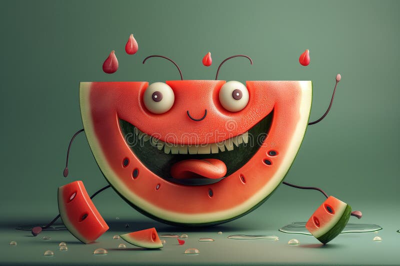 Funny Watermelon Character. 3d Illustration. Stock Illustration ...