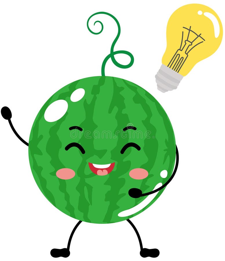 Funny Watermelon Character Mascot Having an Idea Stock Vector ...