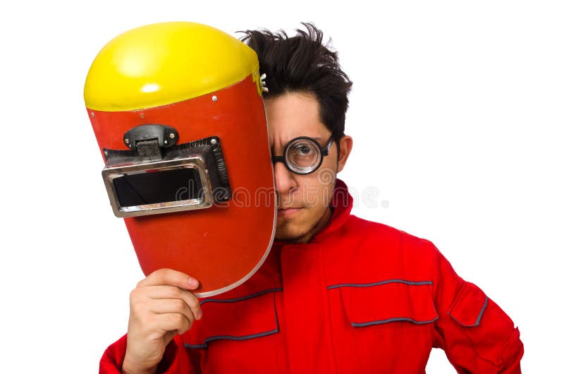 Funny Welder Isolated on White Stock Image - Image of equipment ...