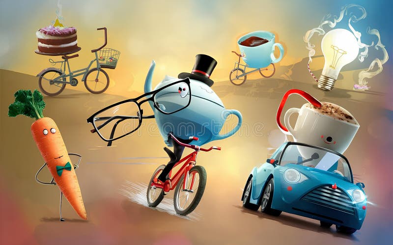 A Funny Whimsical Illustration of Everyday Objects Stock Illustration ...