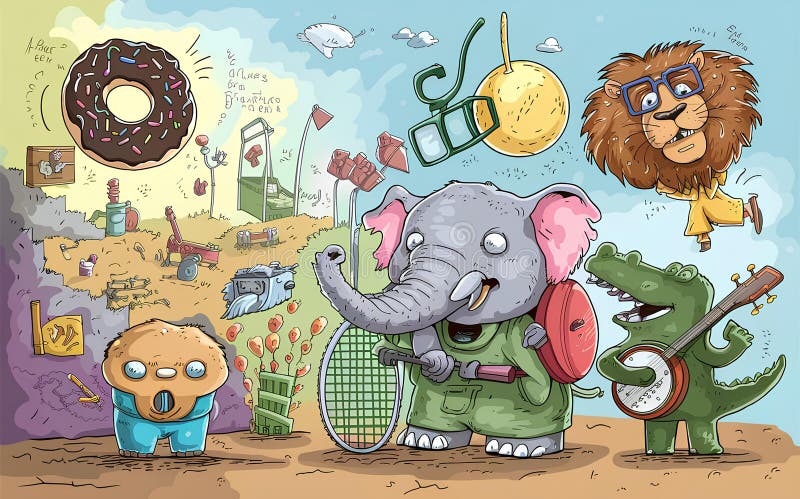 A Funny Whimsical Illustration of Everyday Objects Stock Illustration ...