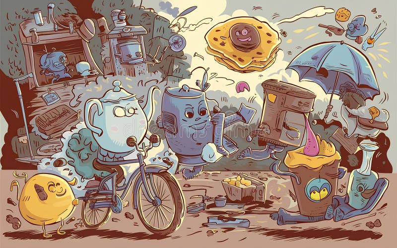 A Funny Whimsical Illustration of Everyday Objects Stock Illustration ...