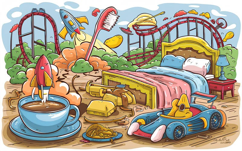 A Funny Whimsical Illustration of Everyday Objects Stock Illustration ...