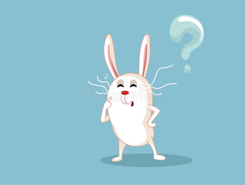 Funny White Rabbit Having Many Questions Stock Vector - Illustration of ...