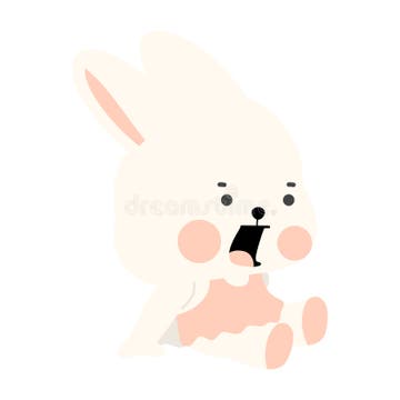 Funny White Rabbit Sitting Down Stock Vector - Illustration of ribbon ...