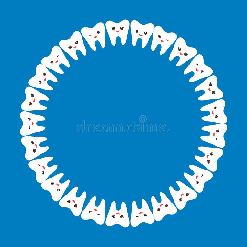 Funny White Teeth Round Frame Card Design, Template for Text, Dark Blue ...