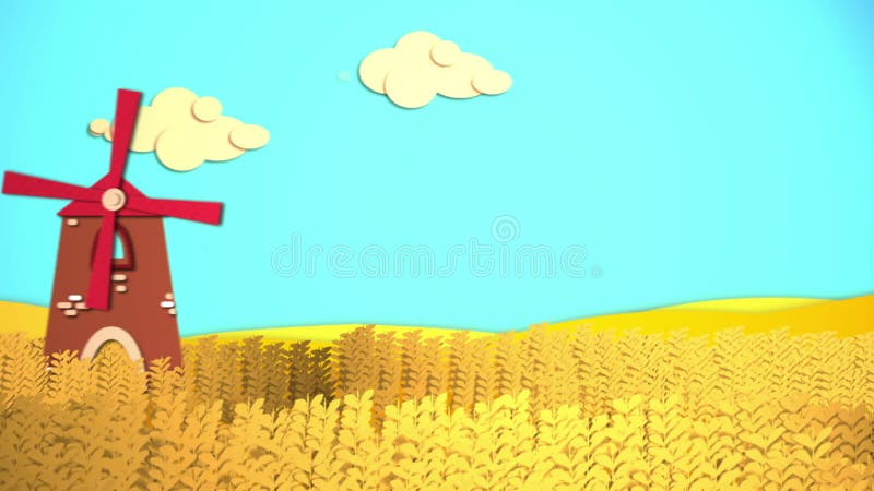 Windmill Cartoon Background Stock Footage - Video of design, windmill ...