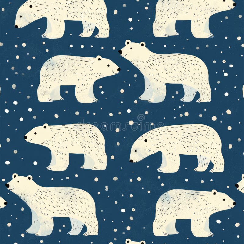 Funny Winter Pattern with Polar Bear and Stars. Kids Print. Ai ...