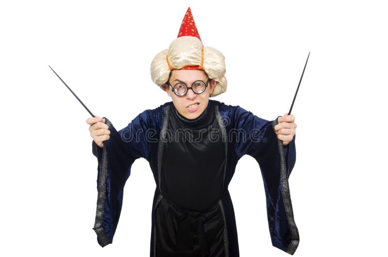 Funny wise wizard isolated stock photo. Image of fairytale - 47572232