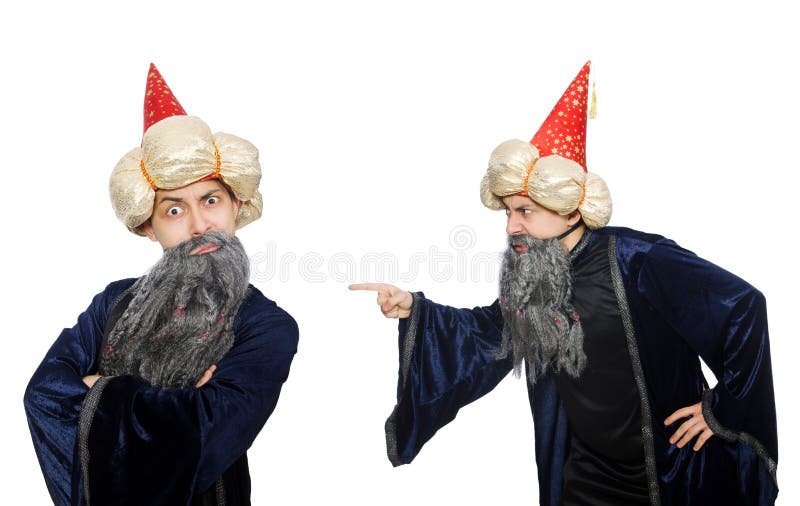 The Funny Wise Wizard Isolated on the White Stock Photo - Image of ...