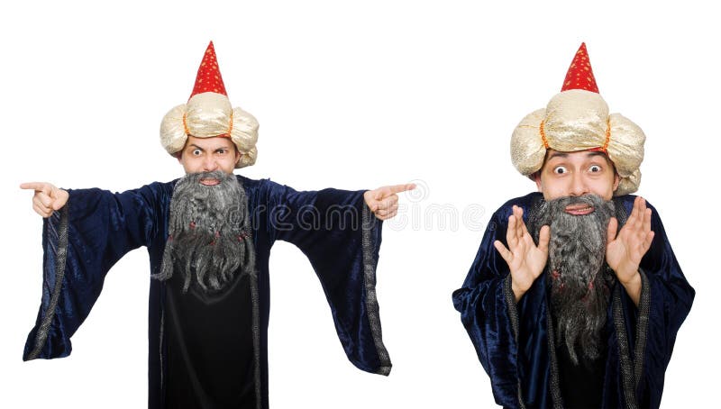 The Funny Wise Wizard Isolated on the White Stock Image - Image of ...