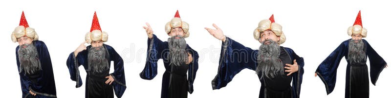 The Funny Wise Wizard Isolated on the White Stock Image - Image of ...