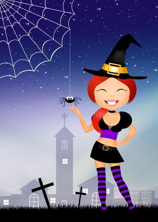 Funny witch stock illustration. Illustration of bats - 42257185