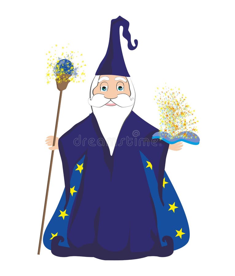 Funny Wizard Holding a Magic Book Stock Vector - Illustration of medium ...