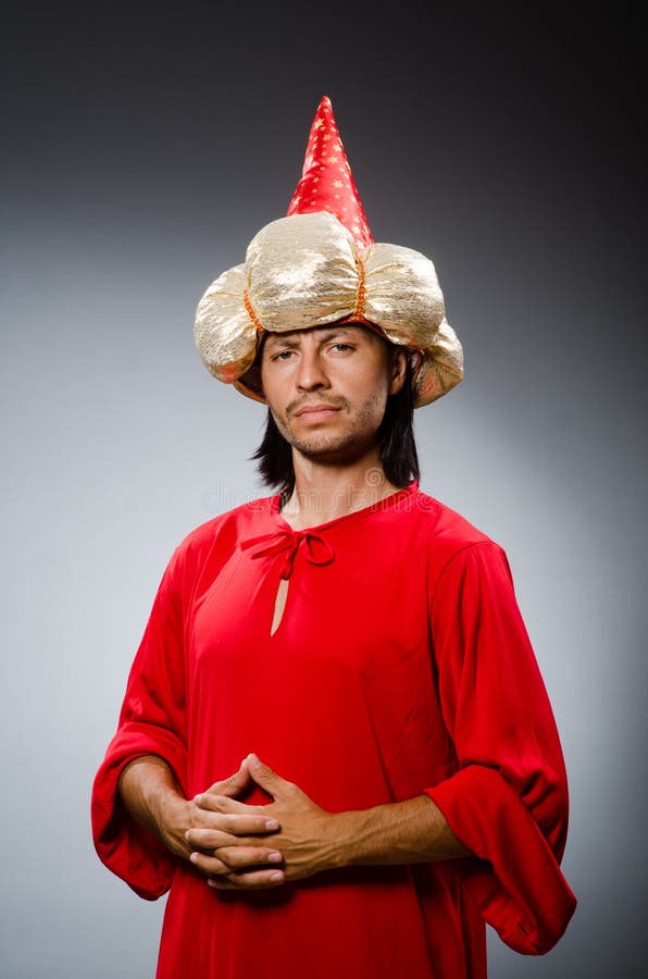 Funny Wizard. Happy Man On Halloween. The Animator At The Party. A Man ...