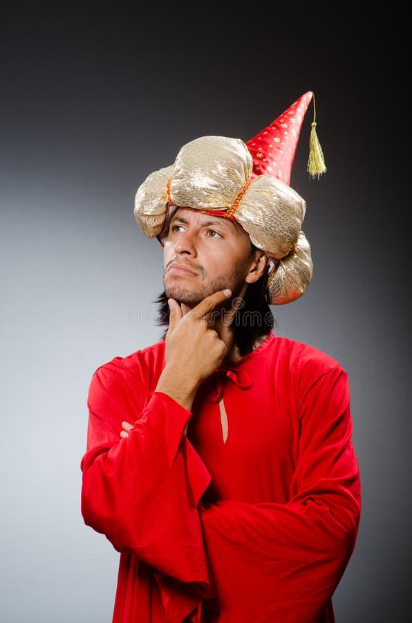 Funny Wizard. Happy Man on Halloween. the Animator at the Party. a Man ...