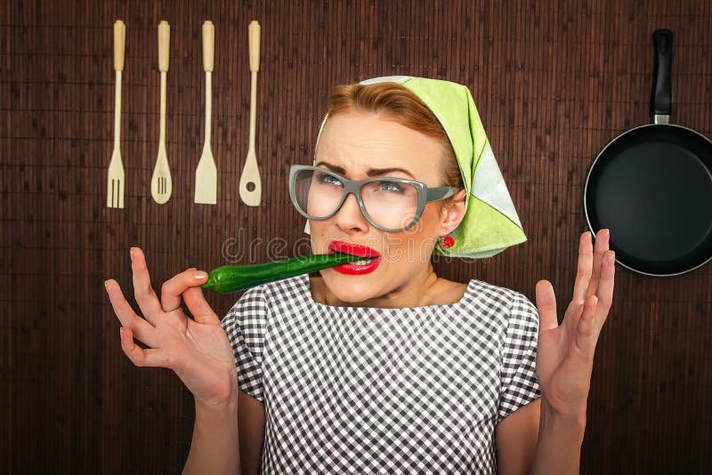 Funny woman cook stock photo. Image of smile, cook, cooking - 27418998
