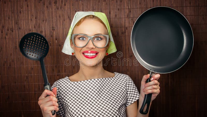 Funny woman cook stock photo. Image of ladle, chef, wife - 27419300