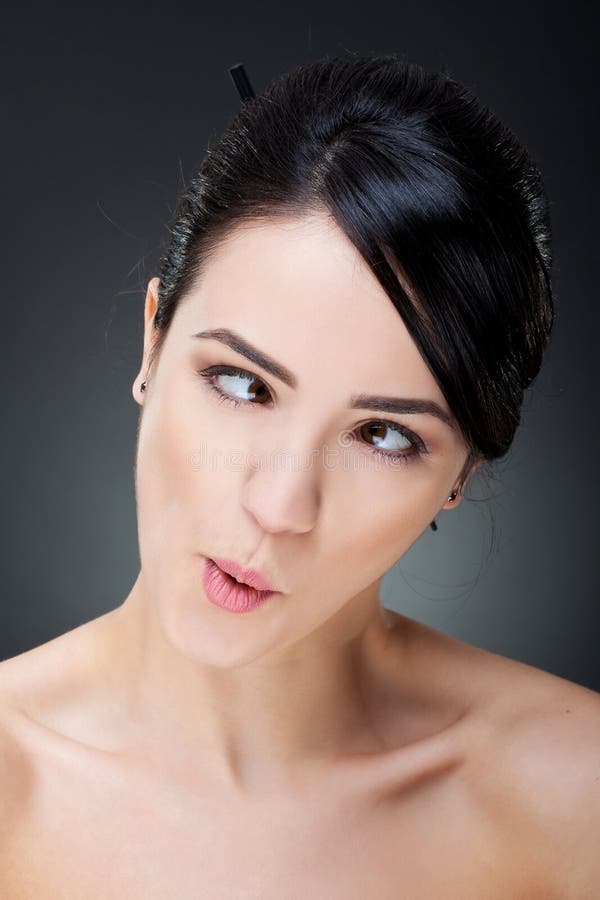 Cross Eyed Funny Face Woman Stock Photo - Image of brunette, funny: 2311010