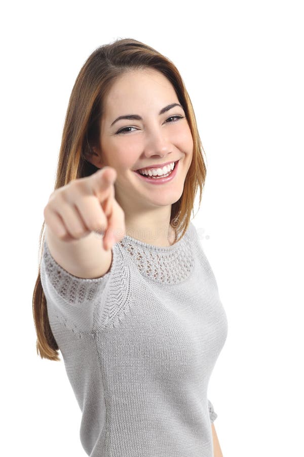 Funny Woman Pointing at Camera Stock Photo - Image of care, casual ...