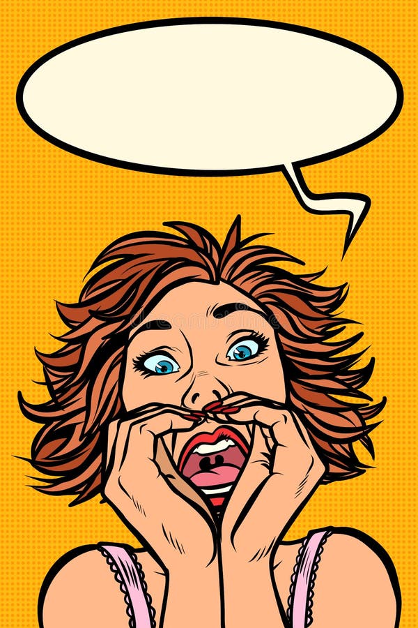 Funny Woman Screams Strange Facial Expressions Stock Vector