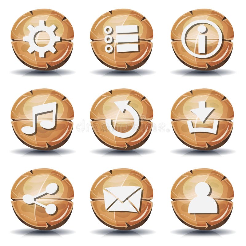 Funny Wood Icons and Buttons for Ui Game Stock Vector - Illustration of ... Funny Wood Icons and Buttons for Ui Game Stock Vector - Illustration of ...