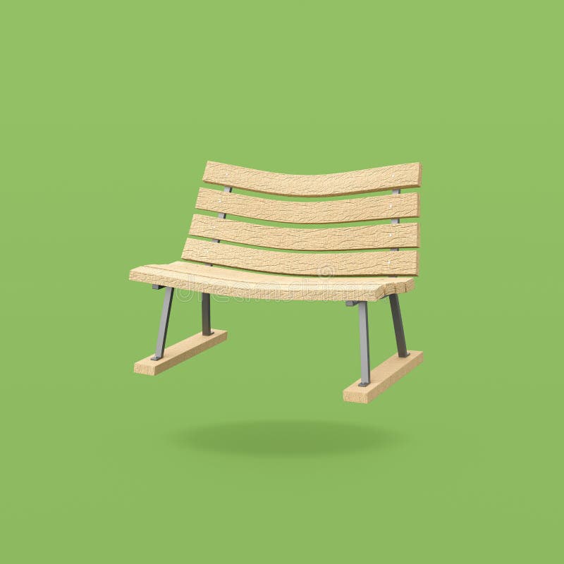 Funny Wooden Bench on Green Background Stock Illustration ...
