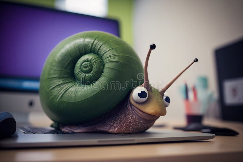 A Funny Workaholic Snail at Office Work Stock Illustration ...