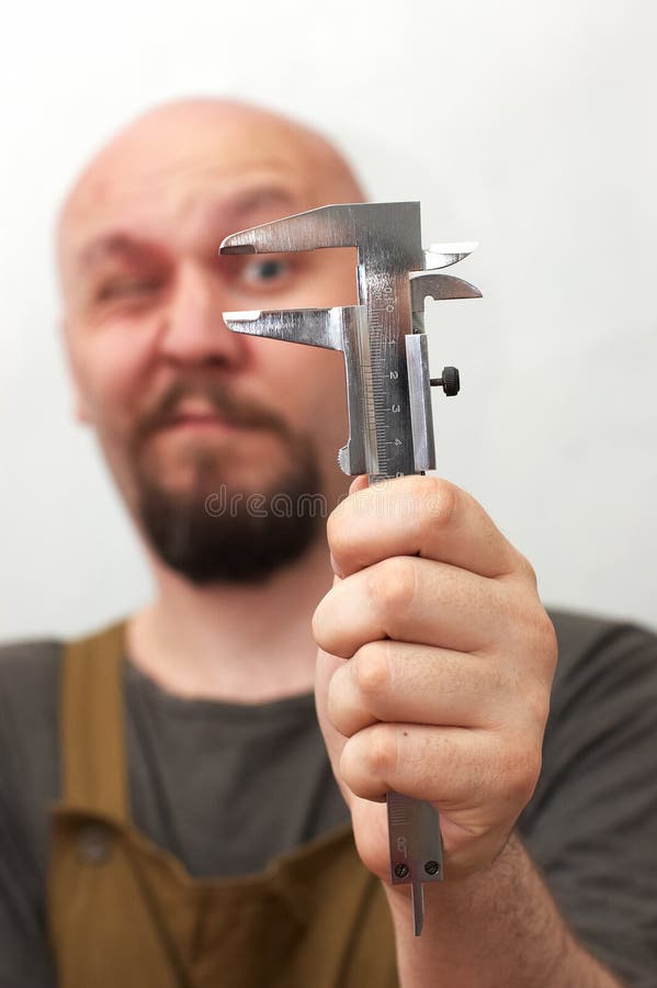 Funny Worker Measuring Length Stock Image - Image of person, compass ...