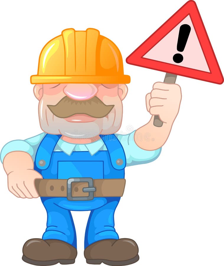 Funny Worker Warns of a Malfunction, Funny Illustration Stock Vector ...