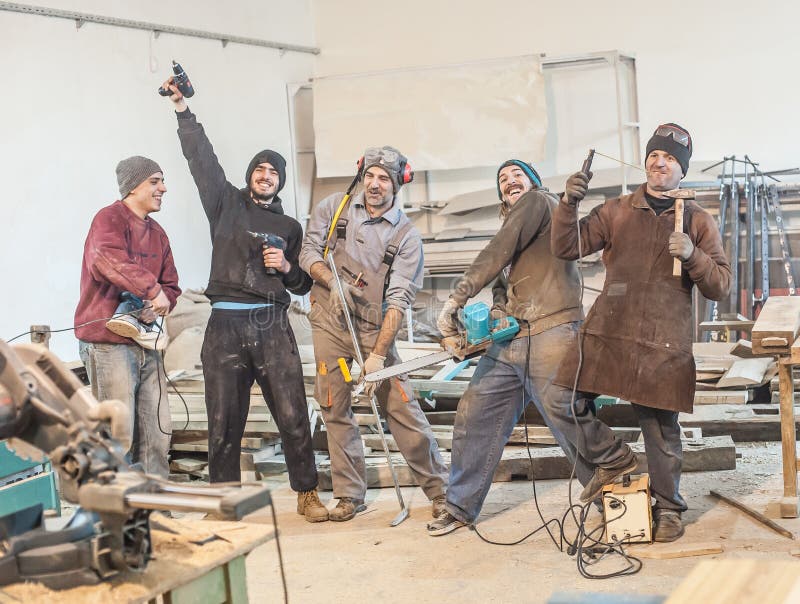 Funny Workers stock photo. Image of carpenter, machine - 70754204