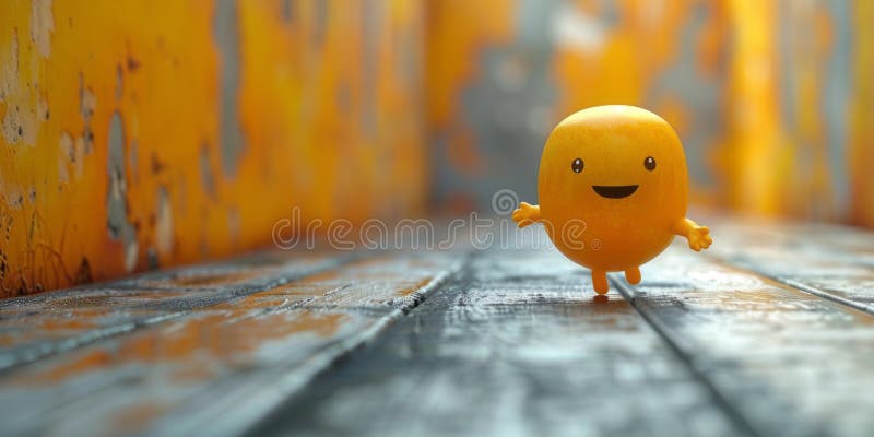 Funny Yellow Character. Banner with Space for Text Stock Illustration ...
