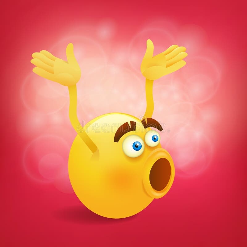 Funny Yellow Screaming Smiling Face Stock Illustration - Illustration ...
