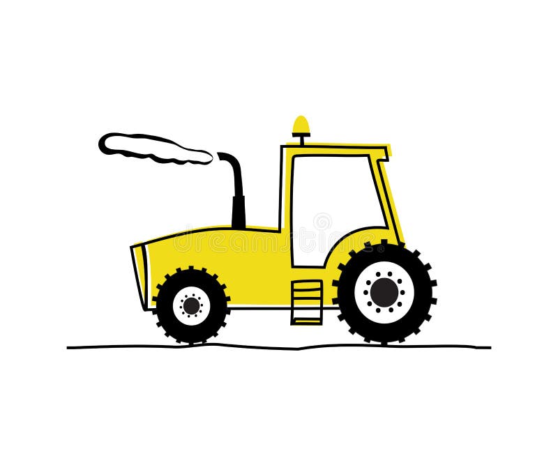 Funny Yellow Tractor stock vector. Illustration of monster - 134919665