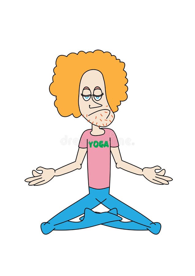 Funny Yoga Man Character Meditation Stock Vector - Illustration of ...