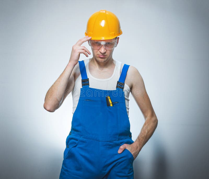 Worried manual worker stock image. Image of stuck, building - 36142899