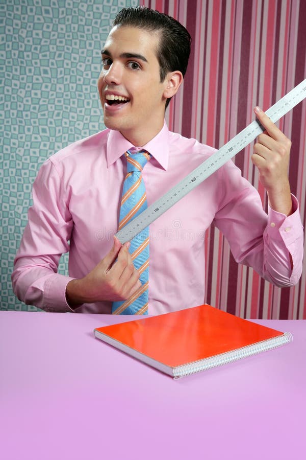 Funny Young Businessman Measuring Ruler Stock Photos - Free & Royalty ...