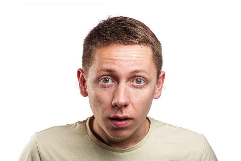 Funny Young Guy Portrait Isolated on a White Background. Stock Photo ...