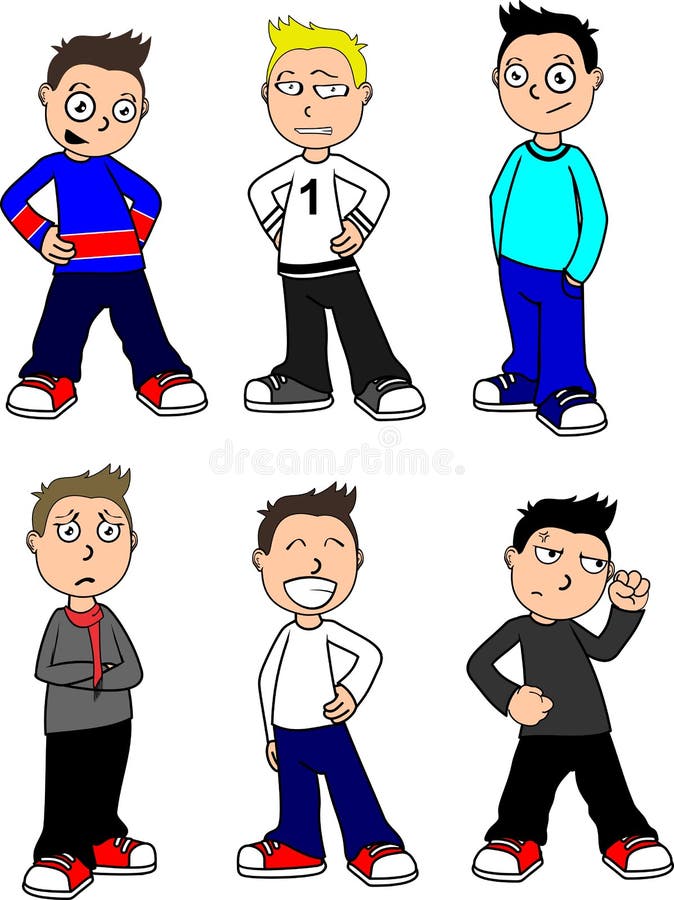 Funny Young Kid Cartoon Pose Expressions Collection Stock Vector ...