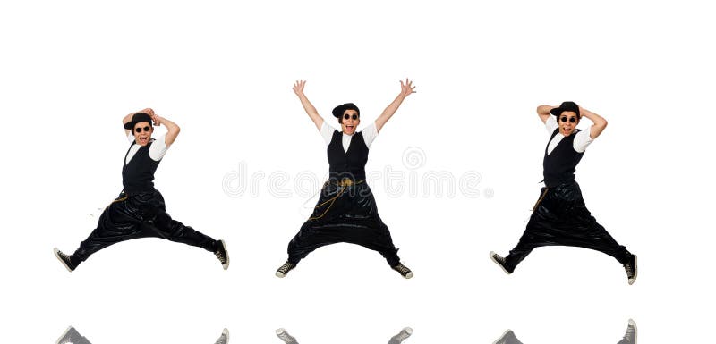 Funny Young Man Dancing Isolated on White Stock Image - Image of ...