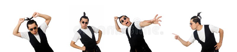 Funny Young Man Dancing Isolated on White Stock Photo - Image of comic ...