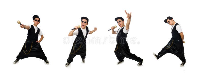 Funny Young Man Dancing Isolated on White Stock Image - Image of ...