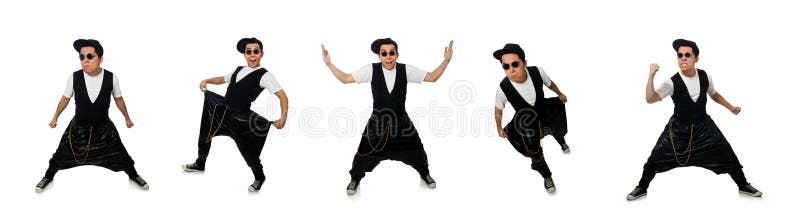 Funny Young Man Dancing Isolated on White Stock Photo - Image of humor ...