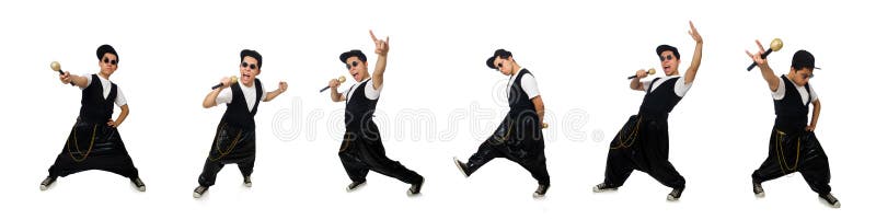 Funny Young Man Dancing Isolated on White Stock Image - Image of funny ...