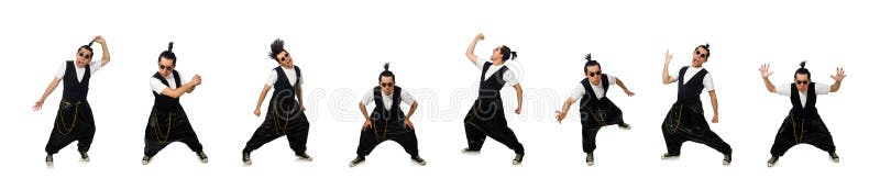 Funny Young Man Dancing Isolated on White Stock Image - Image of ...