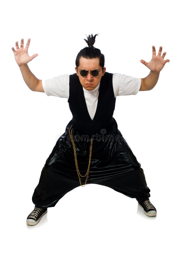 The Funny Young Man Dancing Isolated on White Stock Image - Image of ...