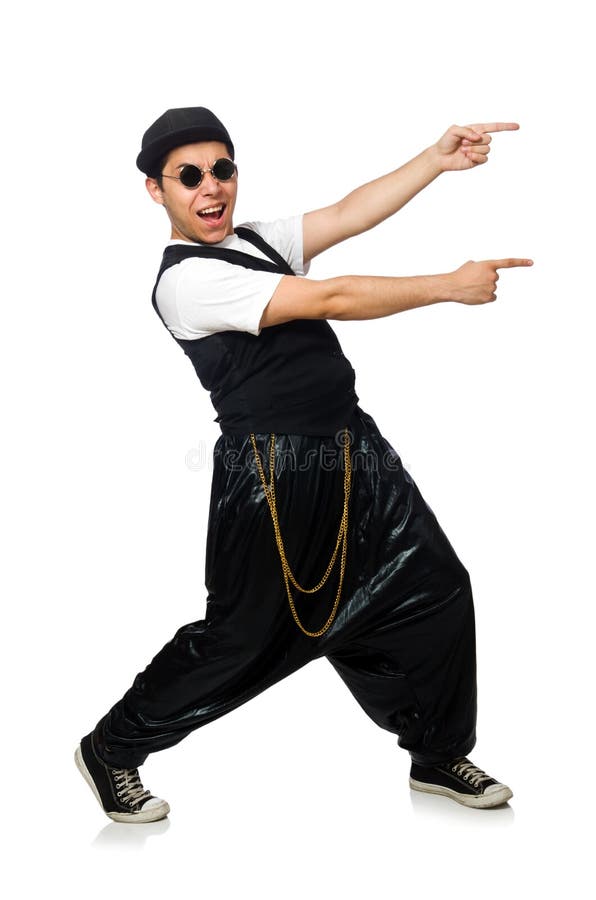 The Funny Young Man Dancing Isolated on White Stock Photo - Image of ...