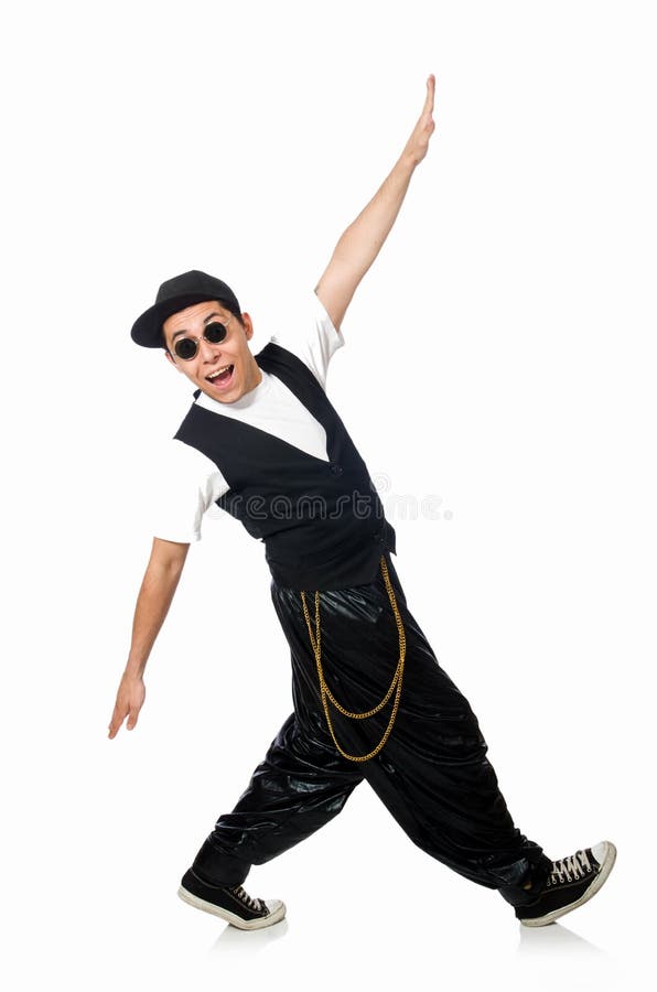 The Funny Young Man Dancing Isolated On White Stock Photo - Image of ...