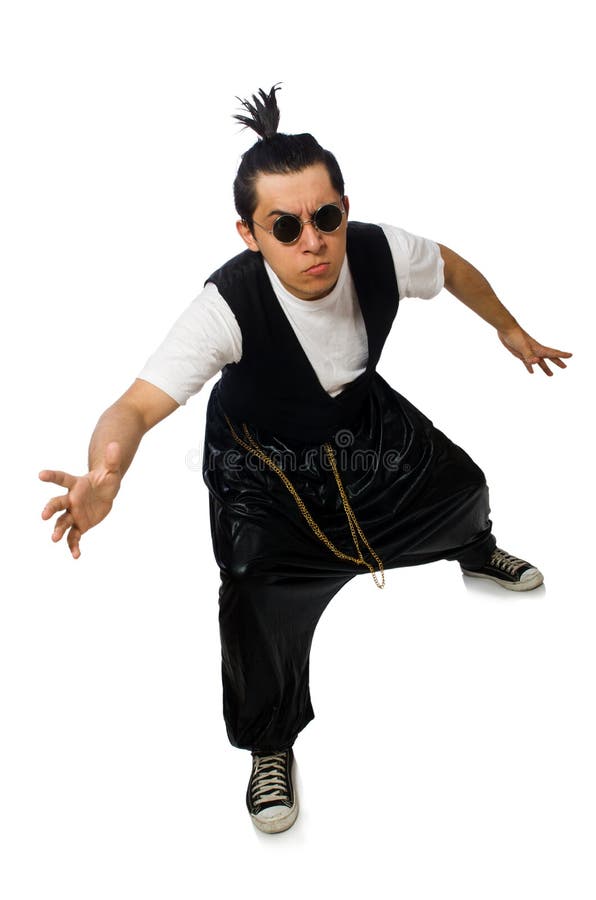 The Funny Young Man Dancing Isolated on White Stock Photo - Image of ...