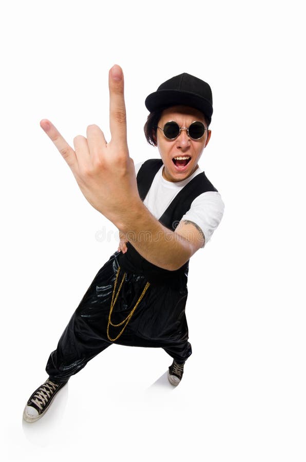 The Funny Young Man Dancing Isolated on White Stock Image - Image of ...